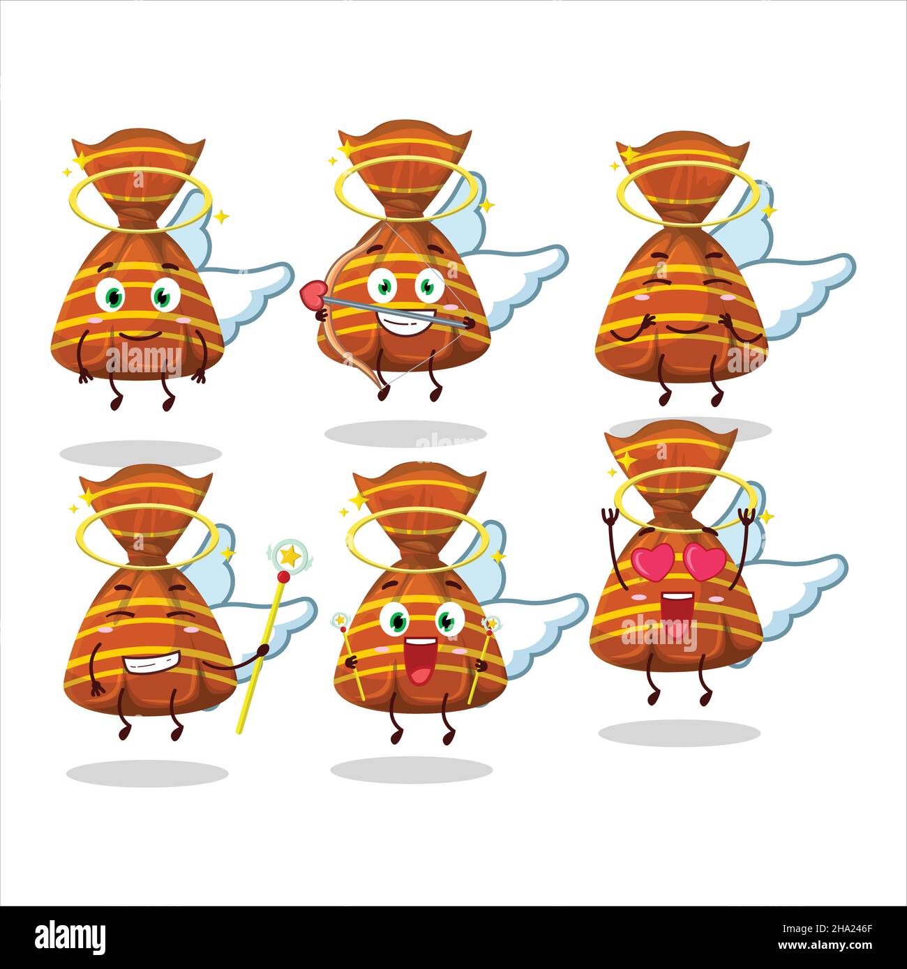 Orange candy wrappers cartoon designs as a cute angel character. Vector ...