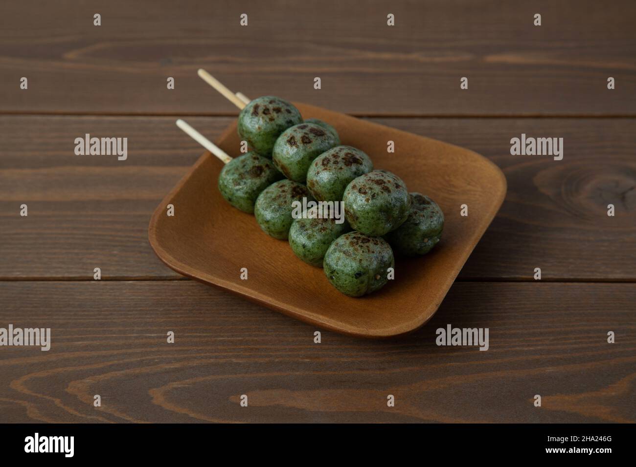 dango mugwort dumpling rice cake Japanese confectionery isolated on ...