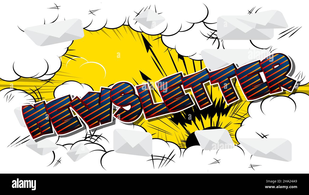 Sending newsletter on internet. Business marketing campaign. Comic book ...