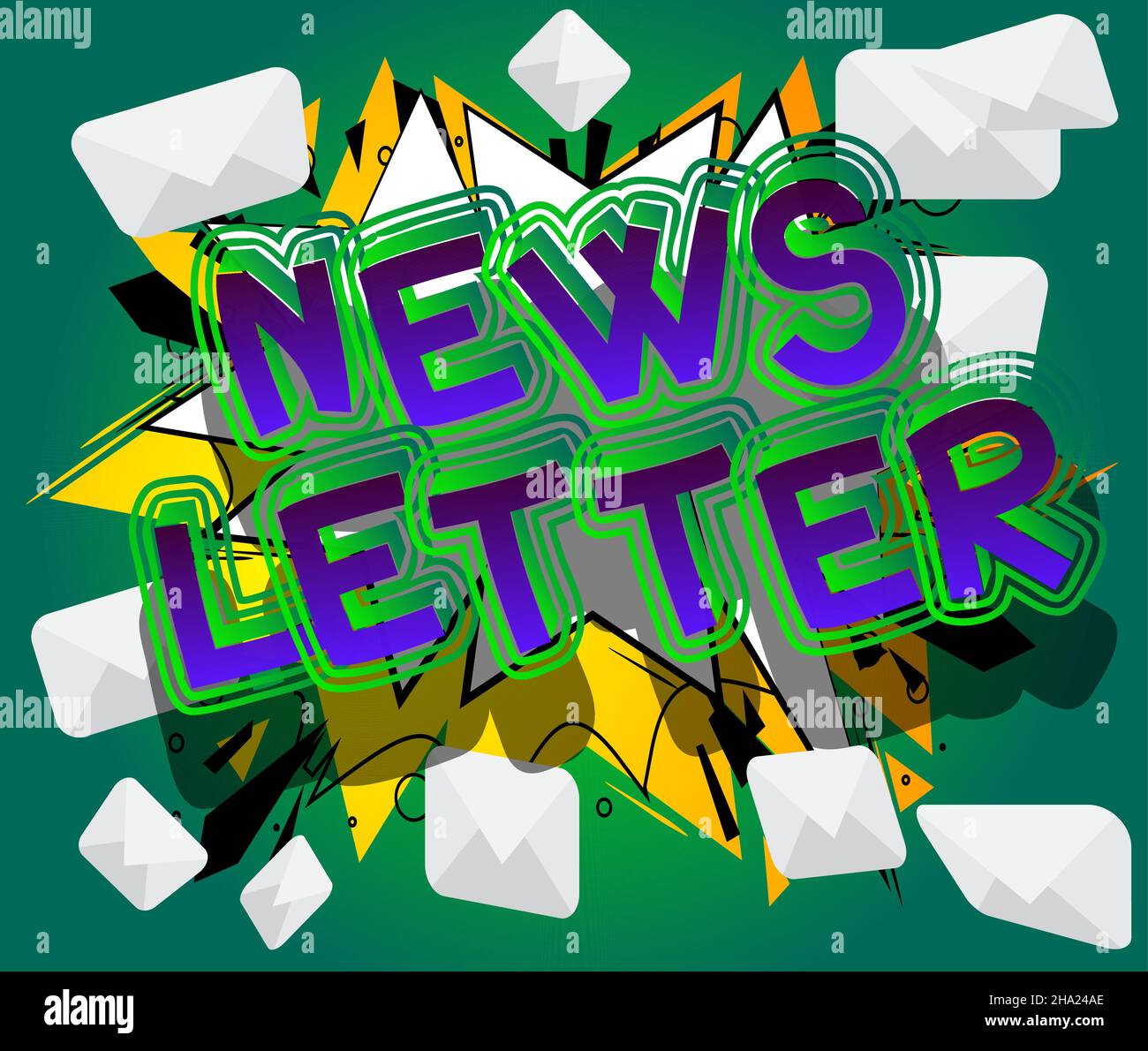 Sending newsletter on internet. Business marketing campaign. Comic book ...