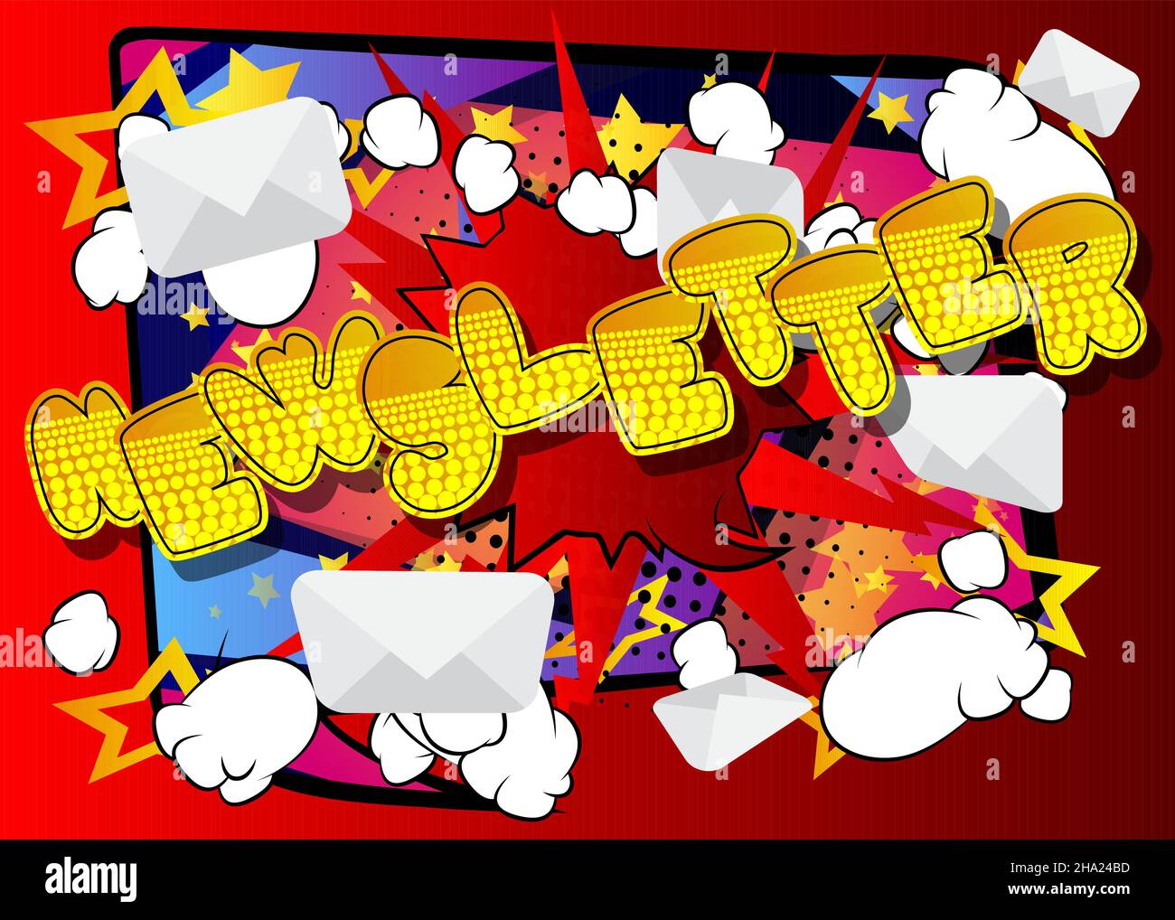 Sending newsletter on internet. Business marketing campaign. Comic book ...