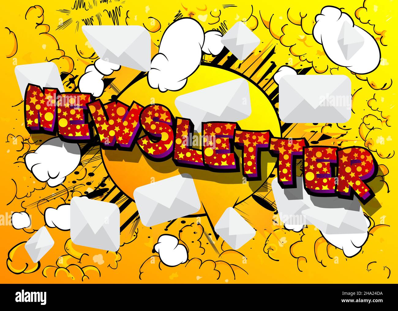 Sending newsletter on internet. Business marketing campaign. Comic book ...