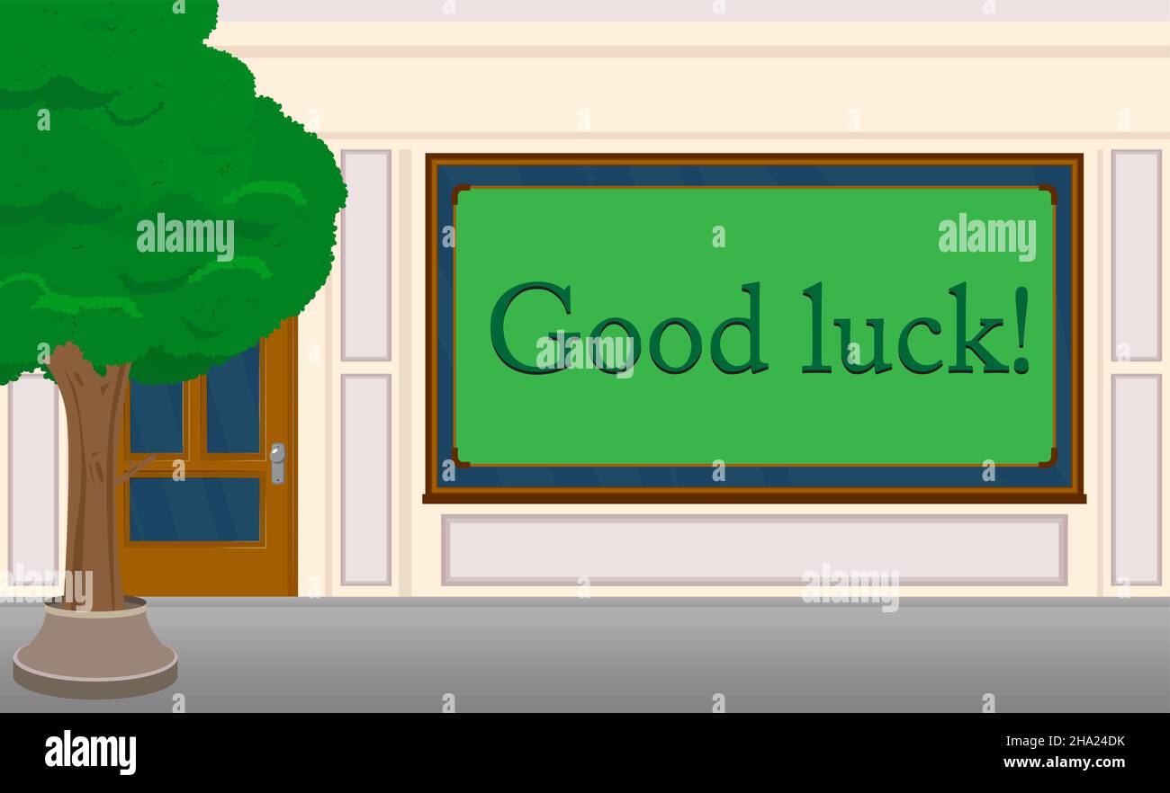 Good luck. Wishing success text with front door background. Store, Shop ...