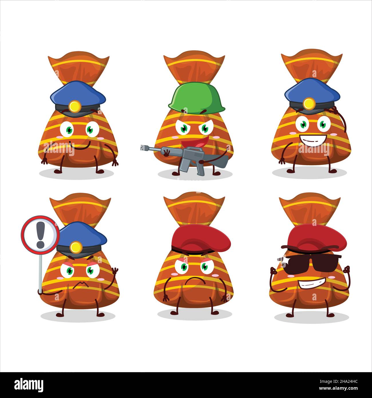 A dedicated Police officer of orange candy wrappers mascot design style ...
