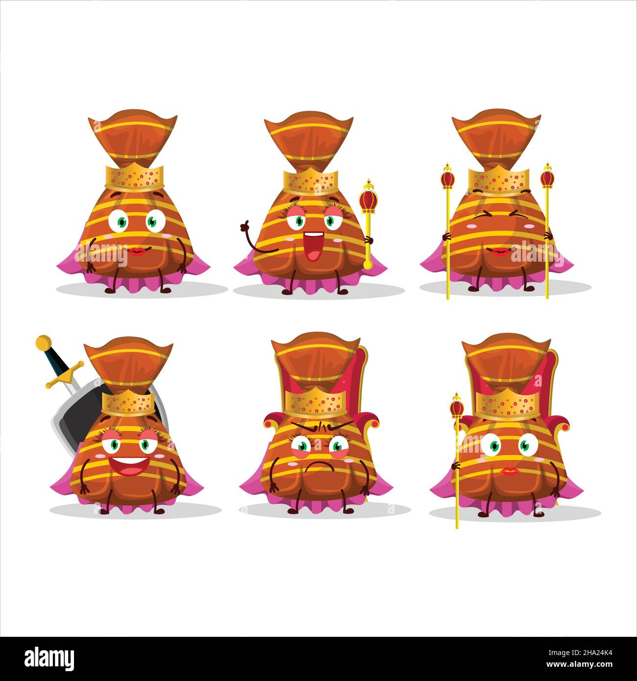 Queen and her magic clothes cartoon of orange candy wrappers wearing ...