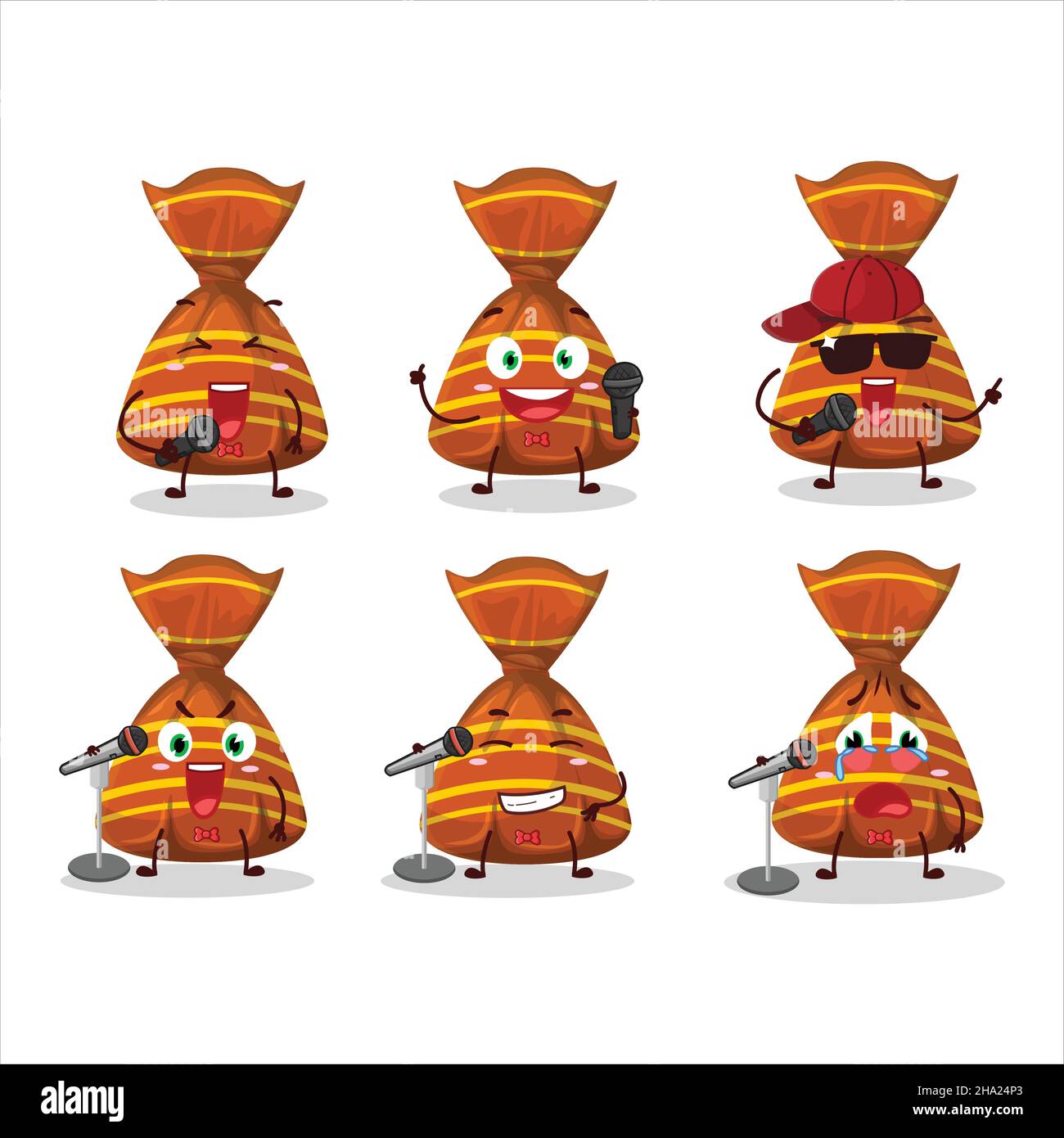 A Cute Cartoon design concept of orange candy wrappers singing a famous ...