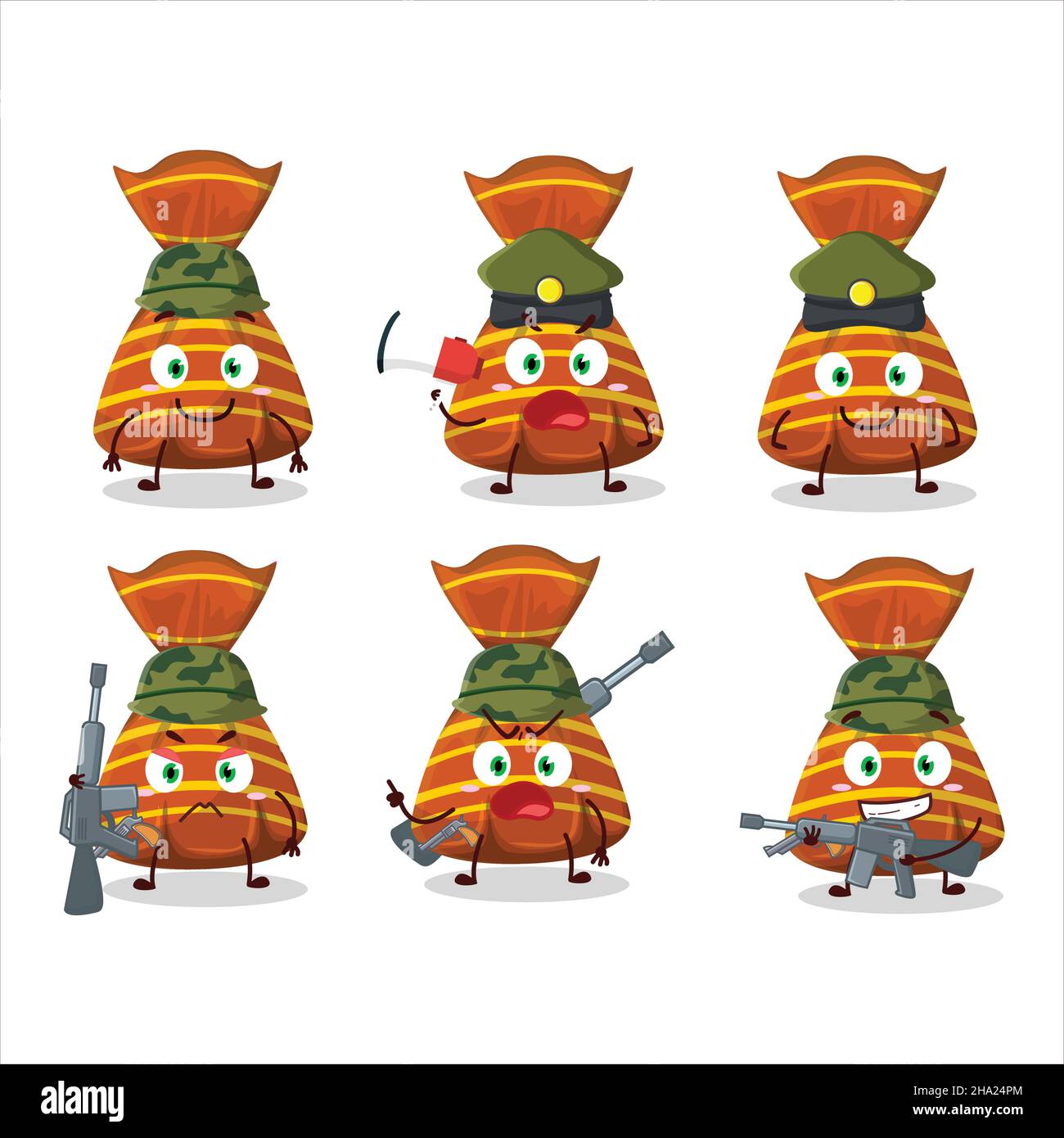 A charming soldier orange candy wrappers cartoon picture bring a gun ...
