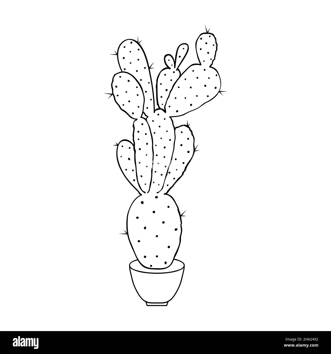 Hand drawn cactus in pot Stock Vector Images - Alamy