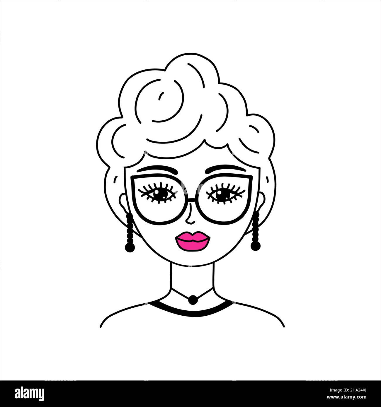 Girl black white doodle Stock Vector Images - Alamy