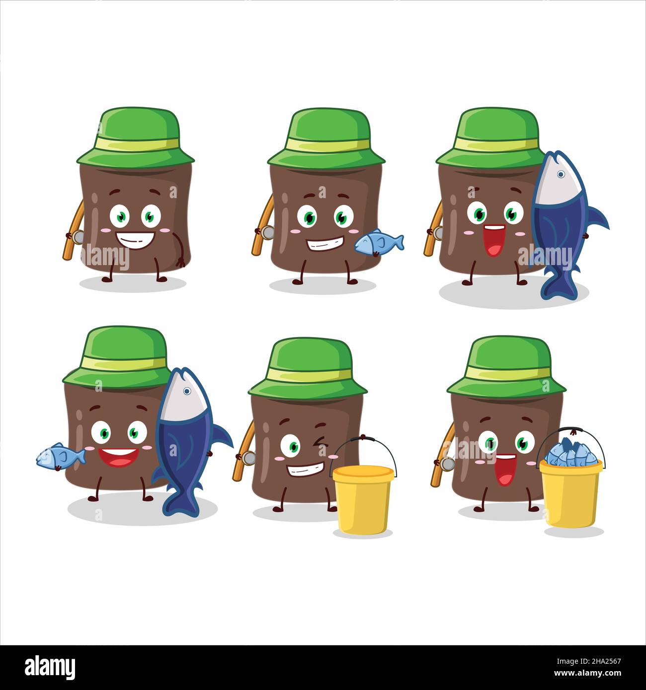 A fisherman chocolate marshmallow cartoon picture catch a big fish ...