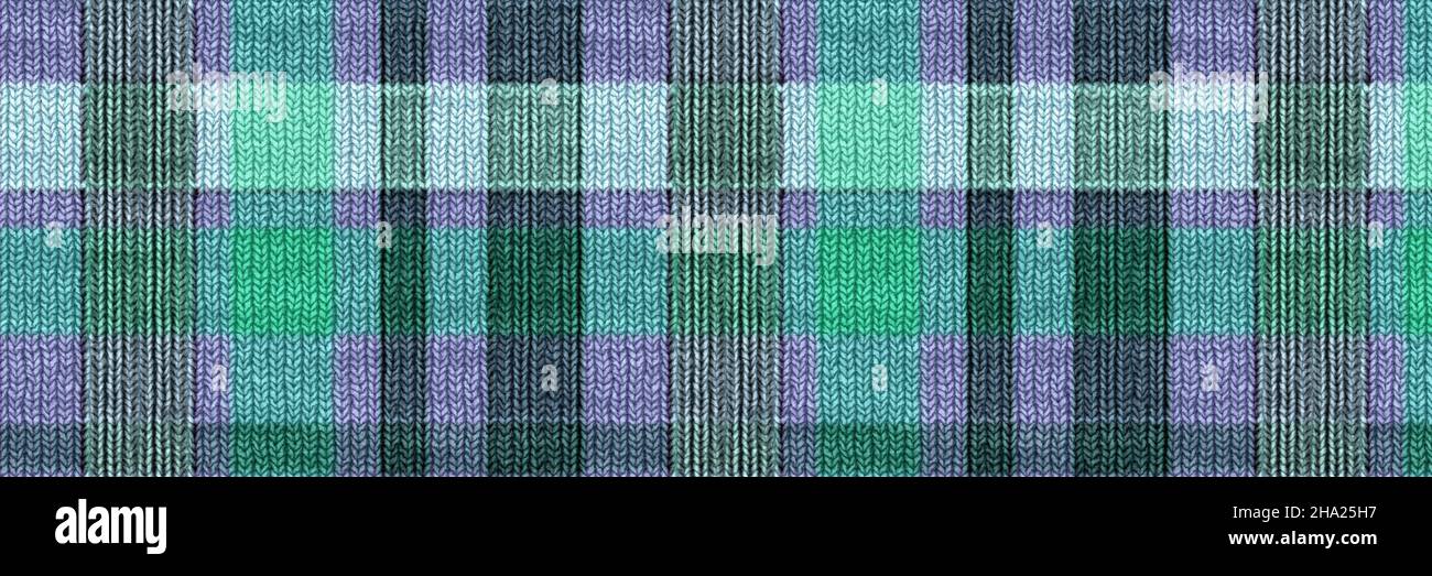 Classic winter tartan knit wool plaid seamless edging border. Retro ...
