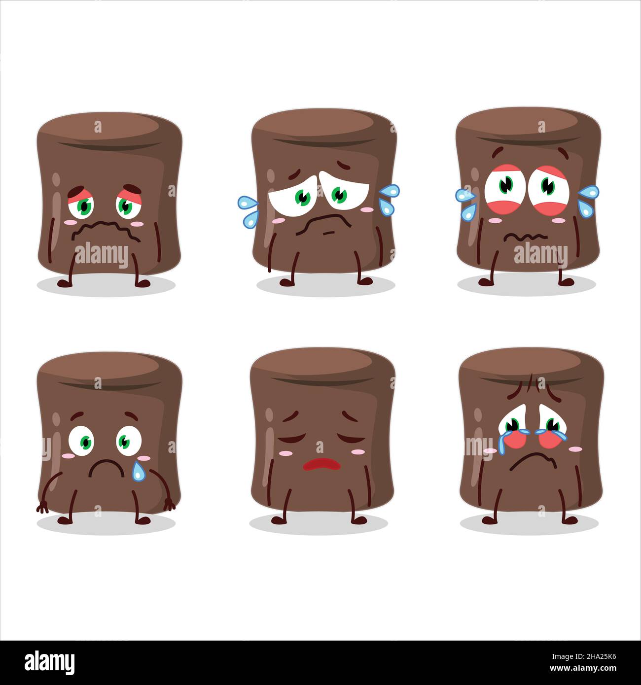 Chocolate marshmallow cartoon character with sad expression. Vector ...