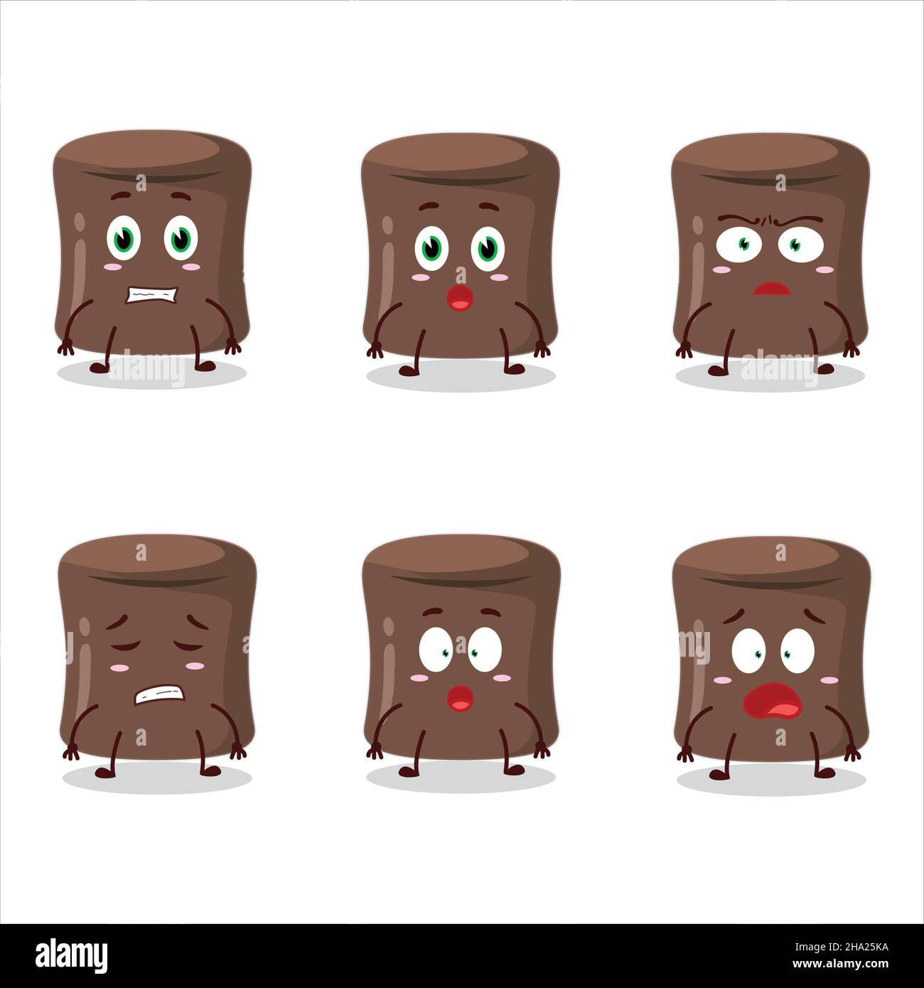 Character cartoon of chocolate marshmallow with scared expression ...