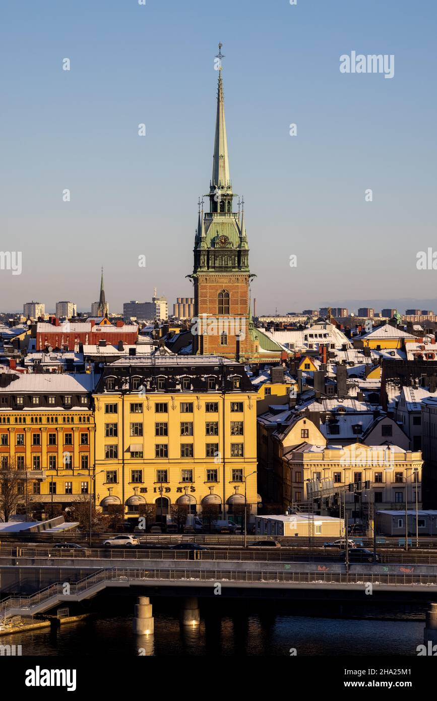 Panorama of Stockholm city on a sunny winter day photographed from the ...
