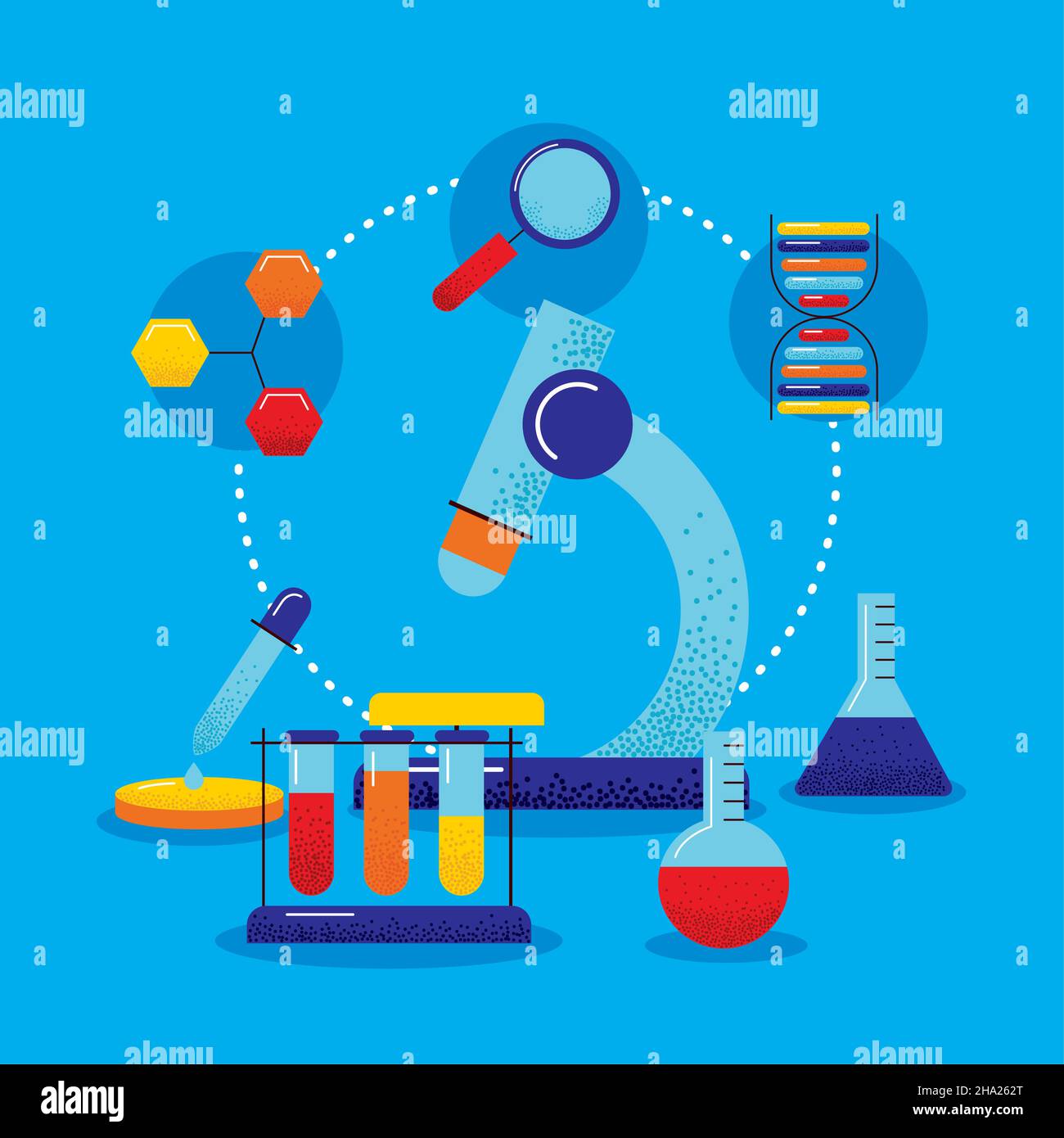 microscope and dna set icons Stock Vector Image & Art - Alamy