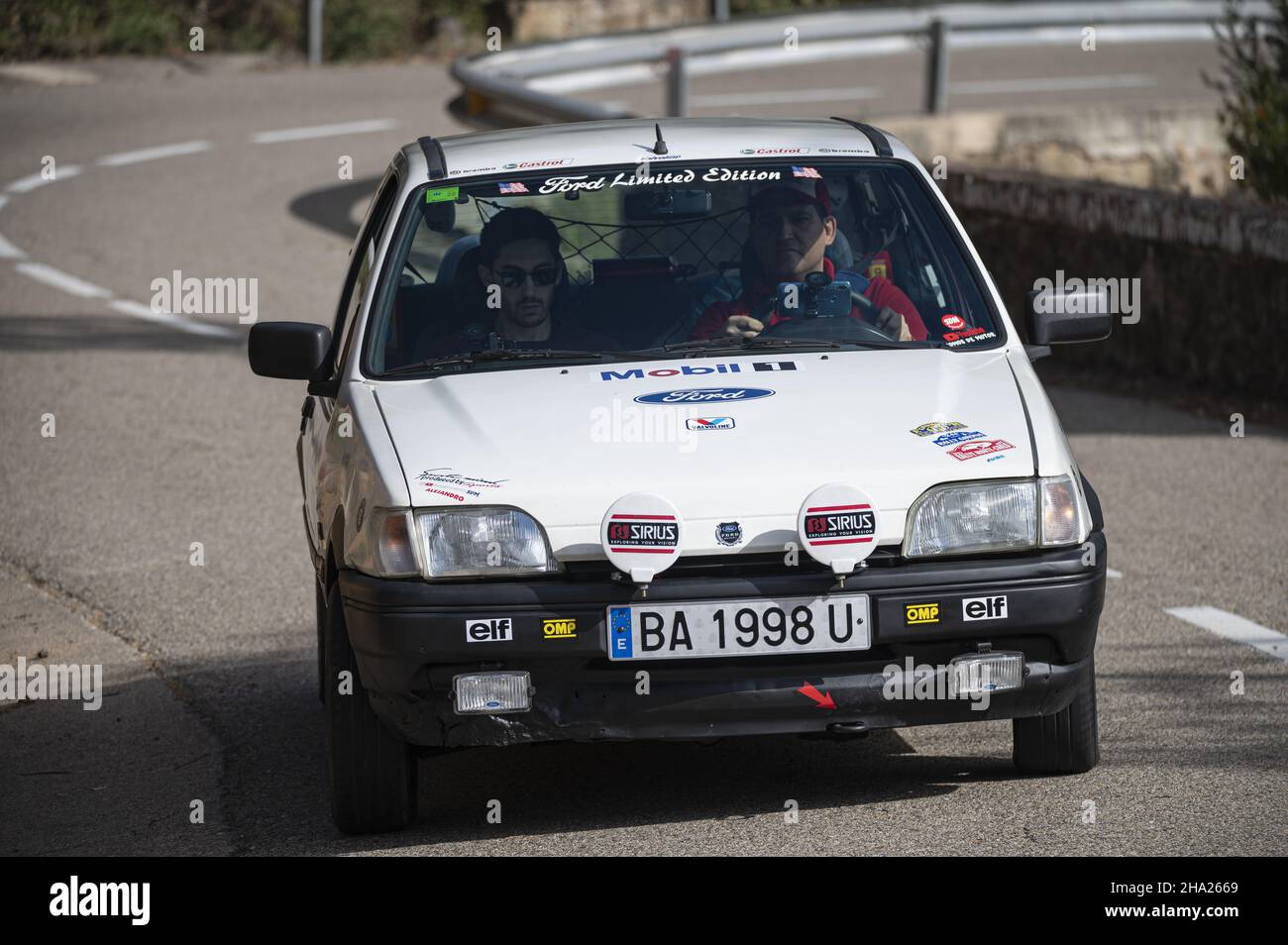 BARCELONA, SPAIN - Nov 11, 2021: A man driving Ford Fiesta Mk3 VIII ...