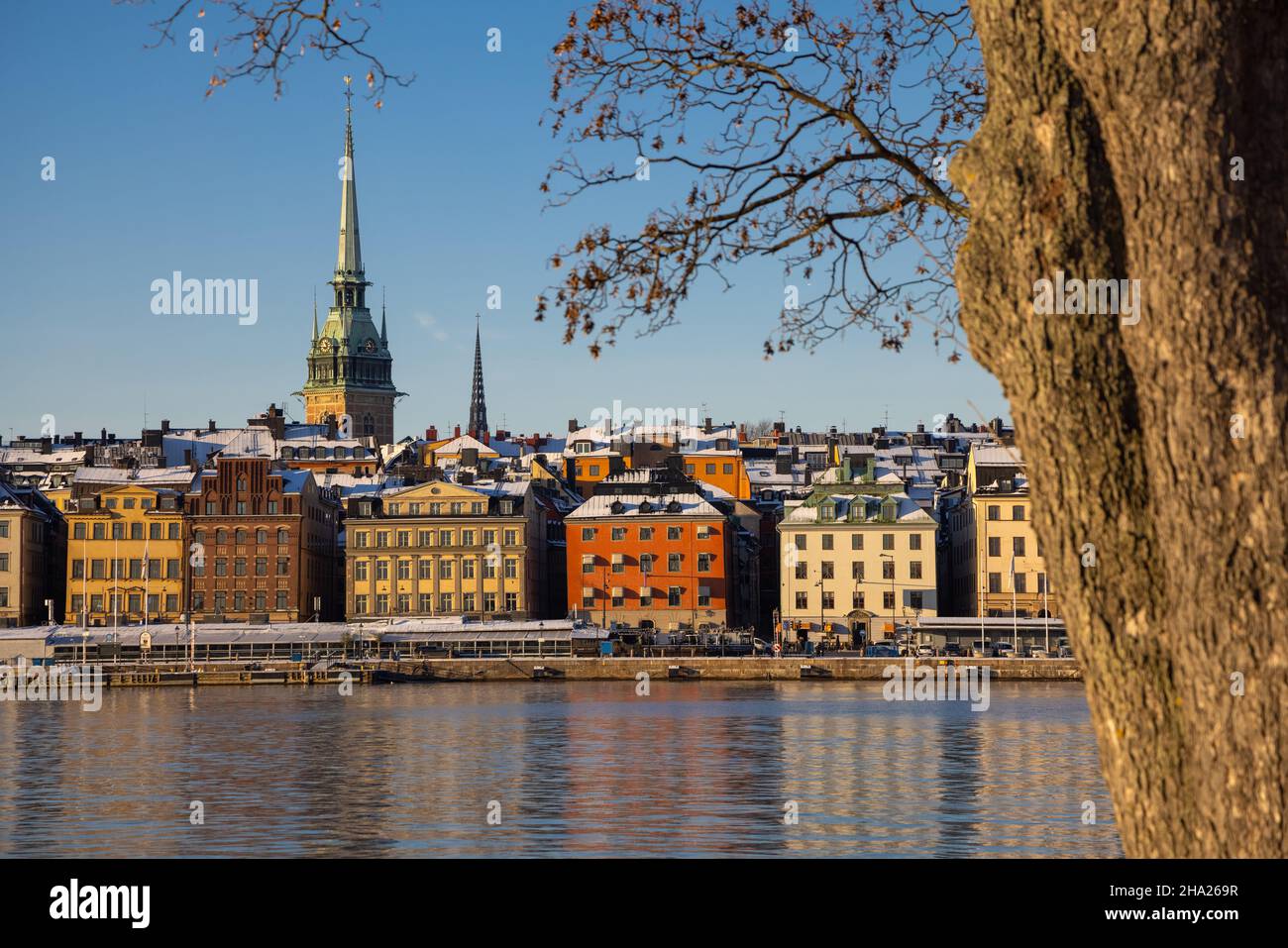 Panorama of Stockholm city on a sunny winter day photographed from the ...