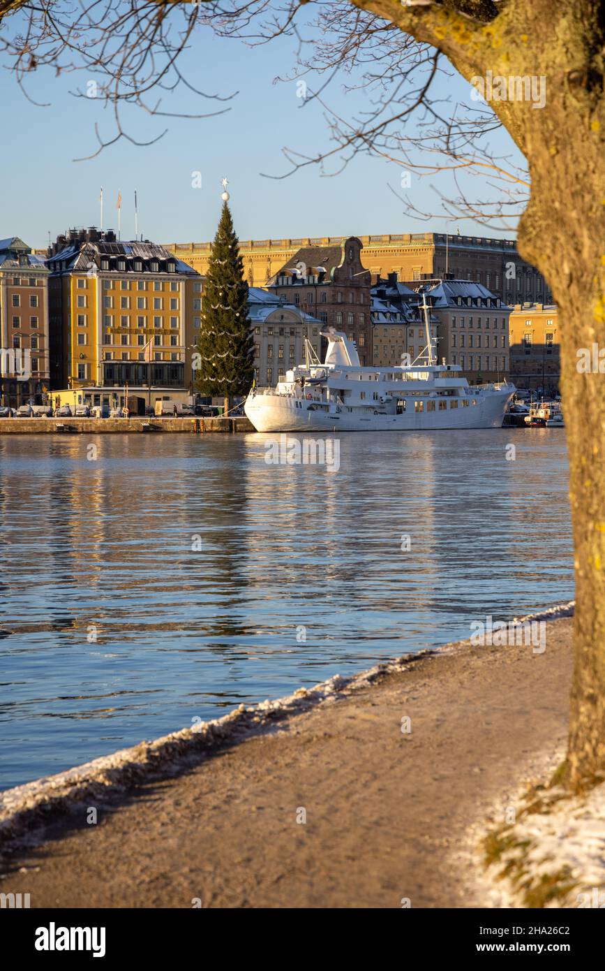 Panorama of Stockholm city on a sunny winter day photographed from the ...