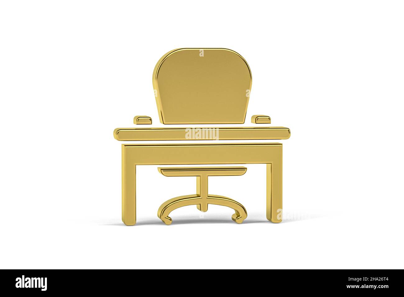 Golden 3d office table icon isolated on white background - 3d render ...