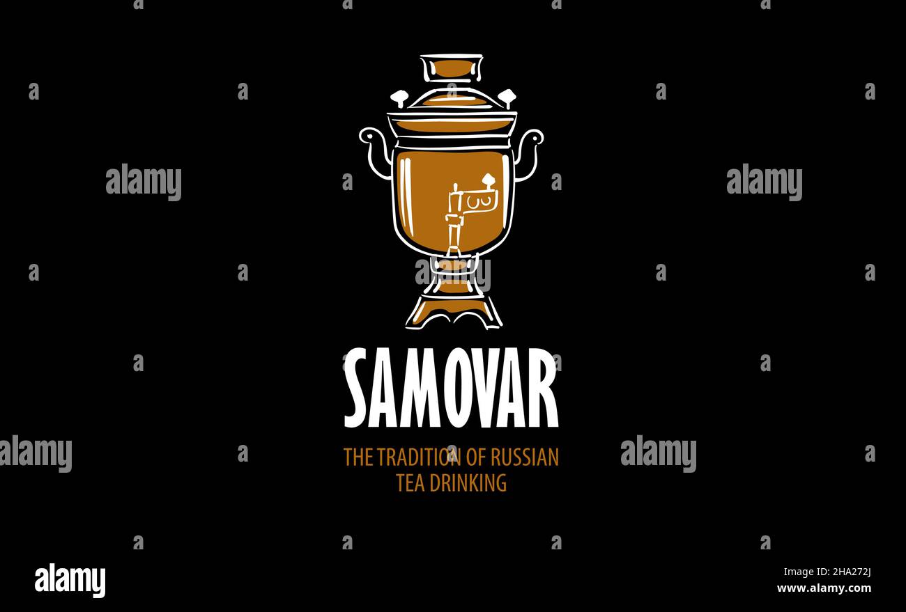 Drawn vector logo Samovar on a black background Stock Vector Image ...