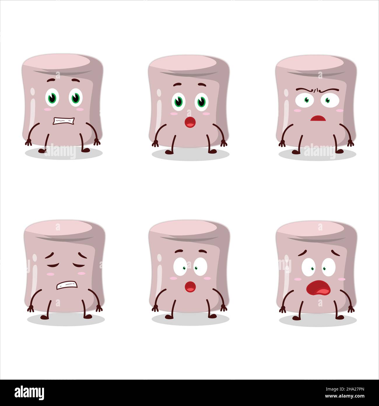 Character cartoon of strawberry marshmallow with scared expression ...