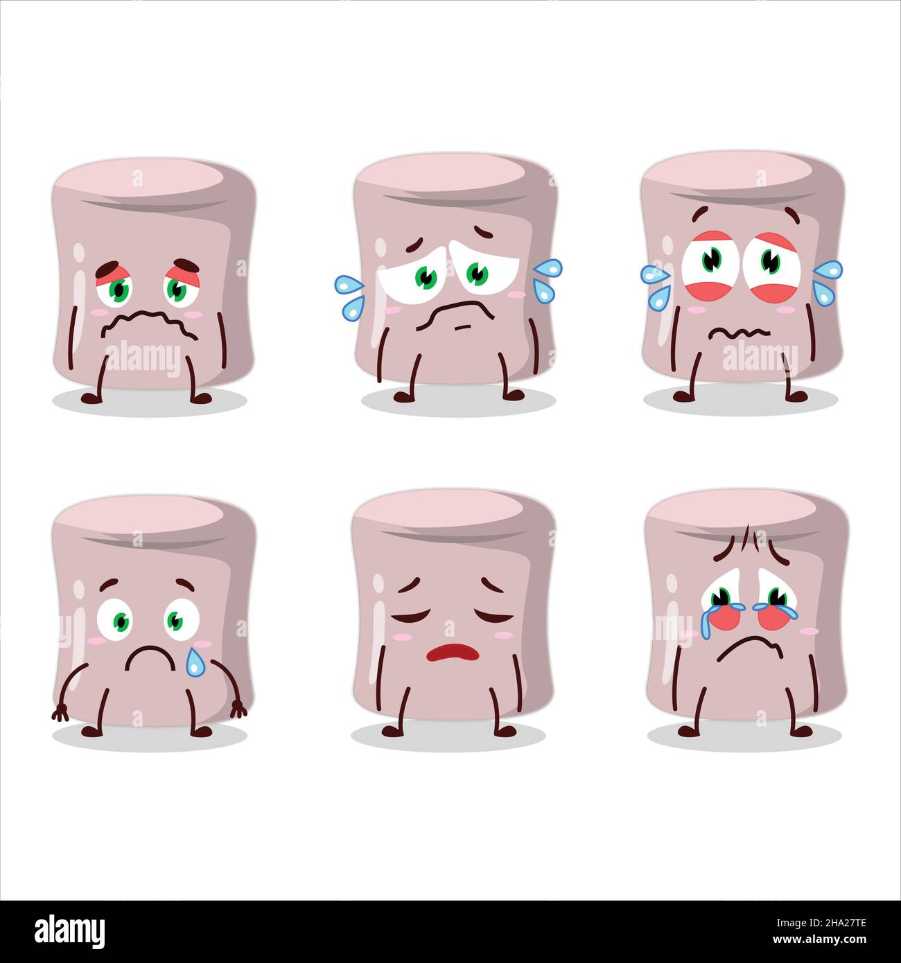 Strawberry marshmallow cartoon character with sad expression. Vector ...