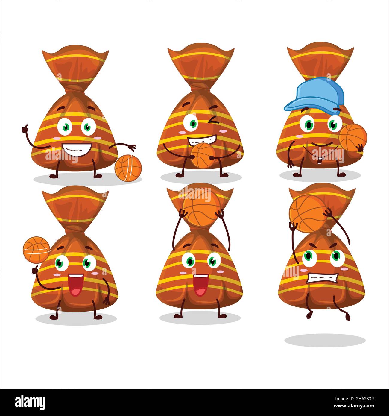 Talented orange candy wrappers cartoon character as a basketball ...