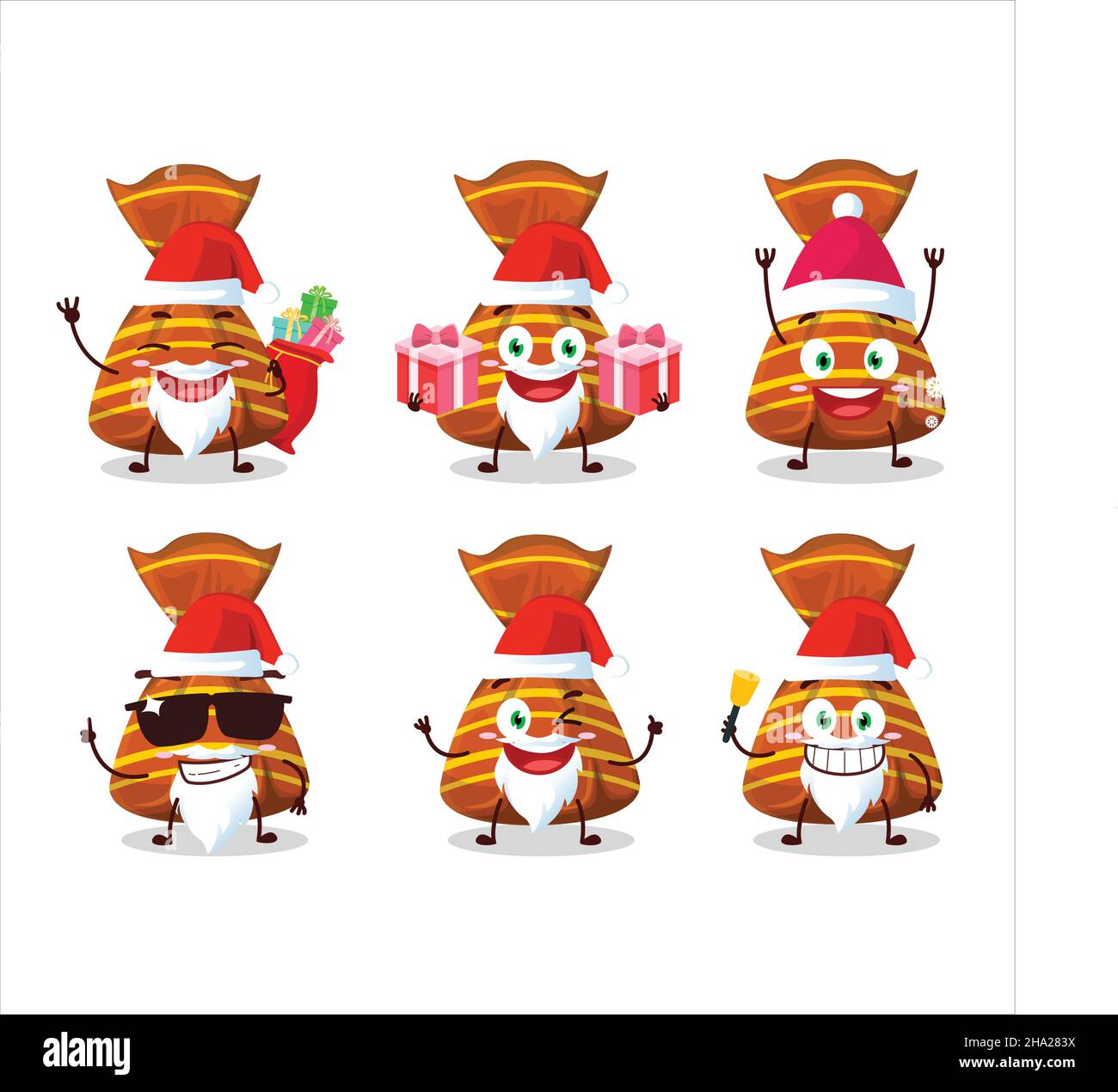 Santa Claus emoticons with orange candy wrappers cartoon character ...