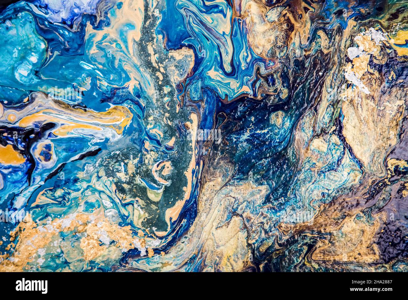 Beautiful fluid abstract paint background. Blue acrylic texture Stock ...