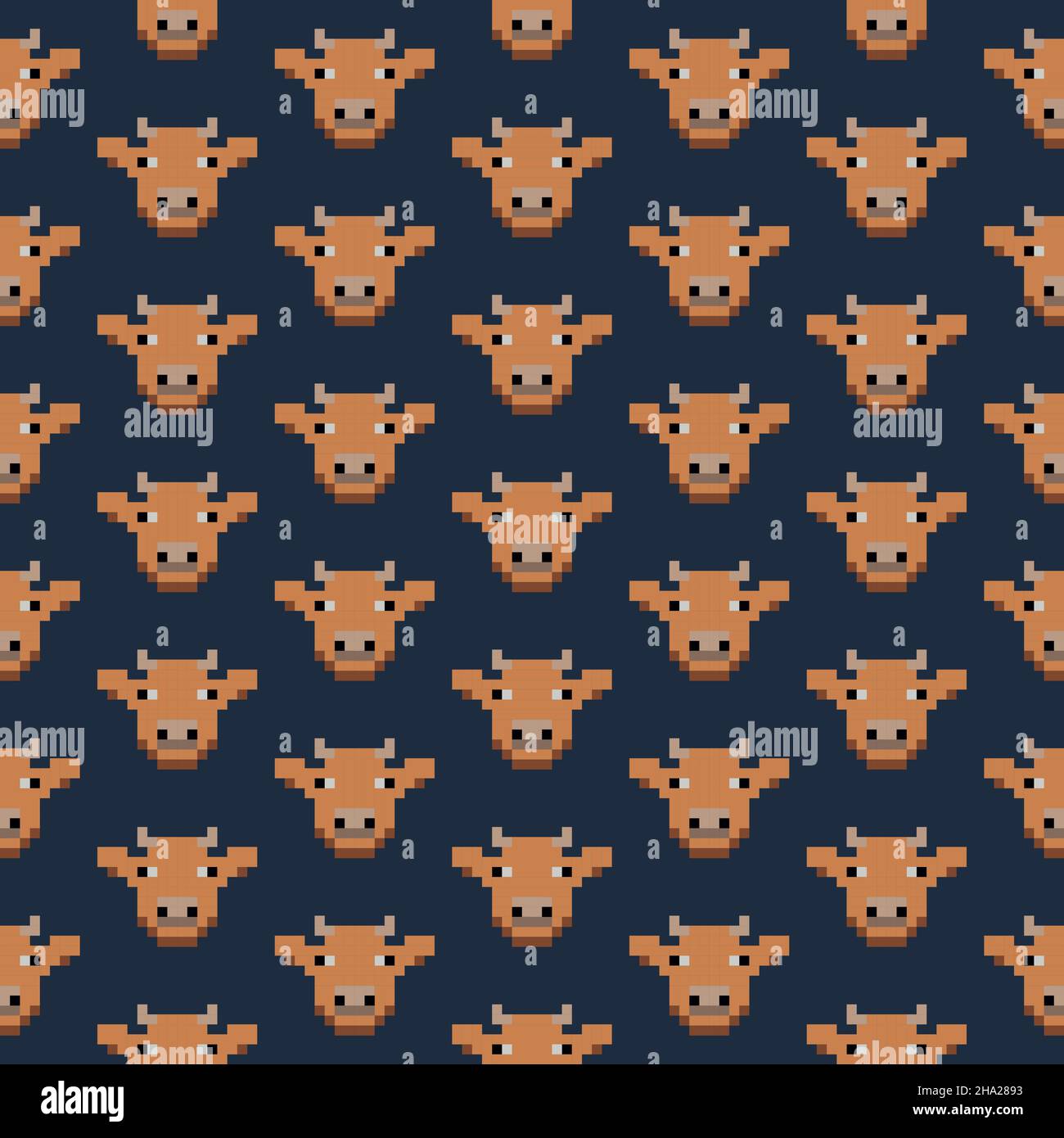 Seamless pattern pixel art cow Stock Vector Image & Art - Alamy