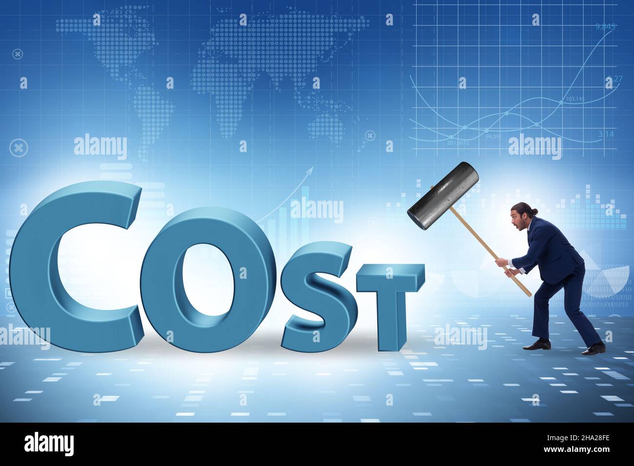 Cost optimisation concept with the falling costs Stock Photo - Alamy