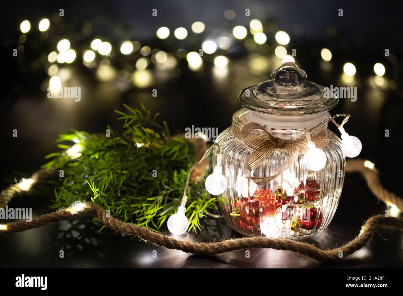 Christmas moody style background with candy jar and Christmas ...