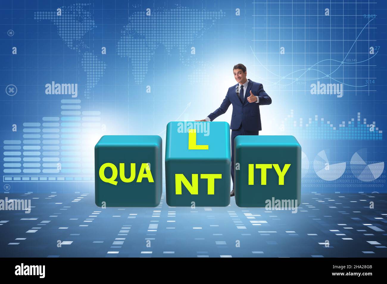 Dilemma of the quantity versus quality Stock Photo - Alamy