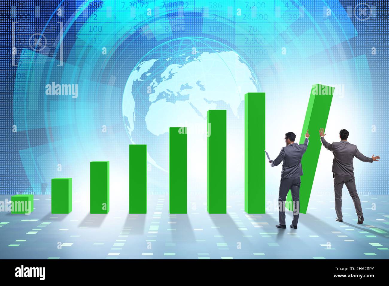 Businessman supporting economic growth on the chart Stock Photo - Alamy