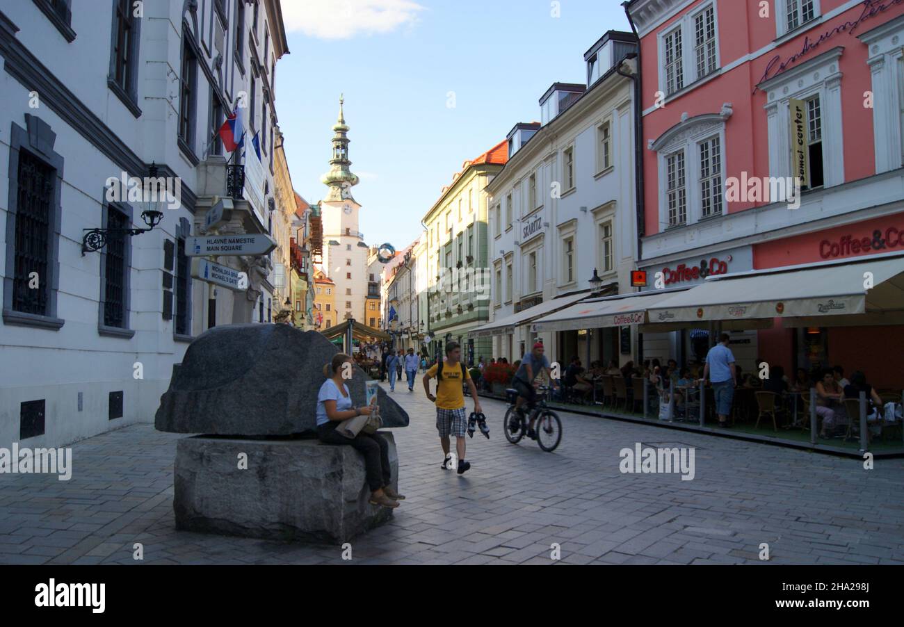 Michalska Street in the heart of the old town, Clock Tower of the St ...