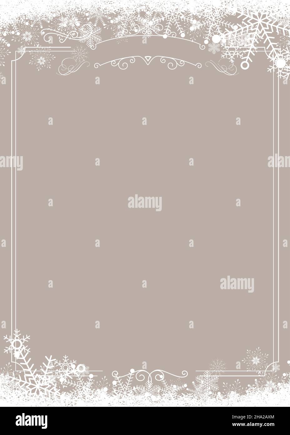 A4 size vertical Cafe menu - Winter snowflake border and Christmas ...