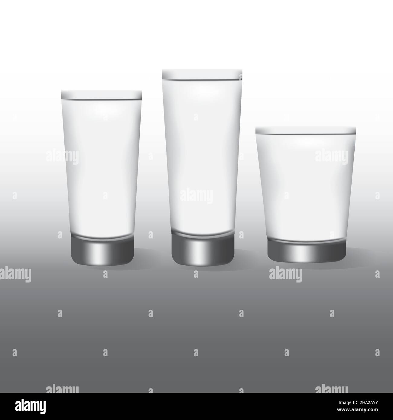 Realistic tube mockup. 3 White plastic tuba for toothpaste, cream, gel ...