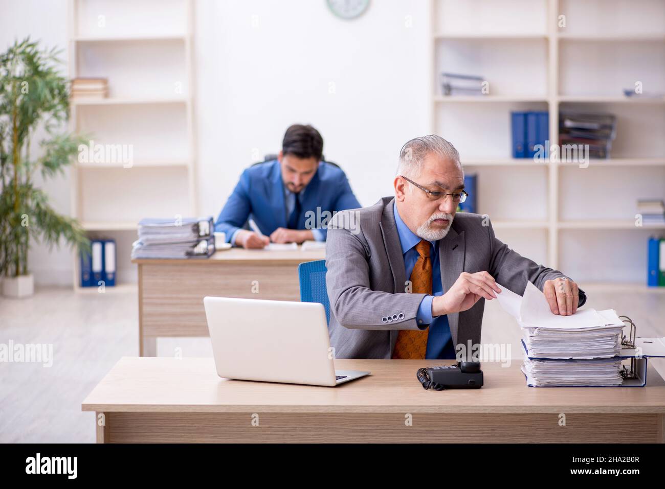Two colleagues working at workplace Stock Photo - Alamy