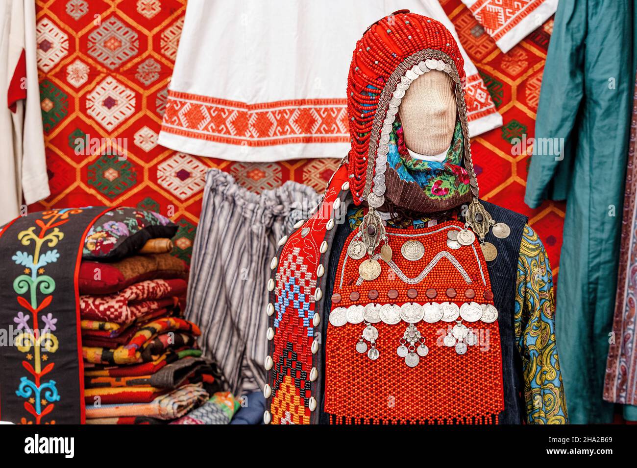 Traditional Bashkir national costumes with monists made of ancient ...
