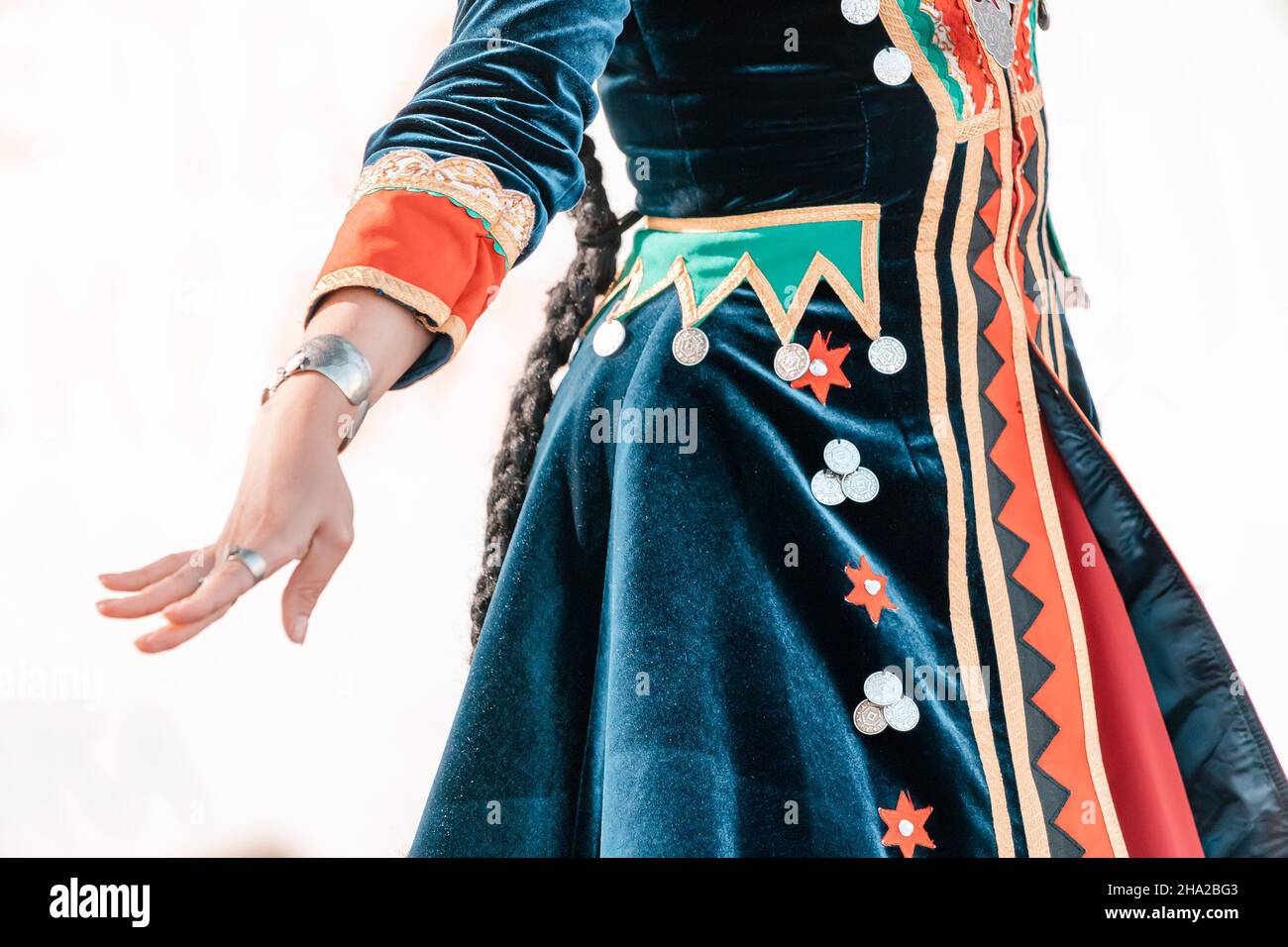 06 July 2021, Ufa, Russia: National Bashkir women dance in traditional ...