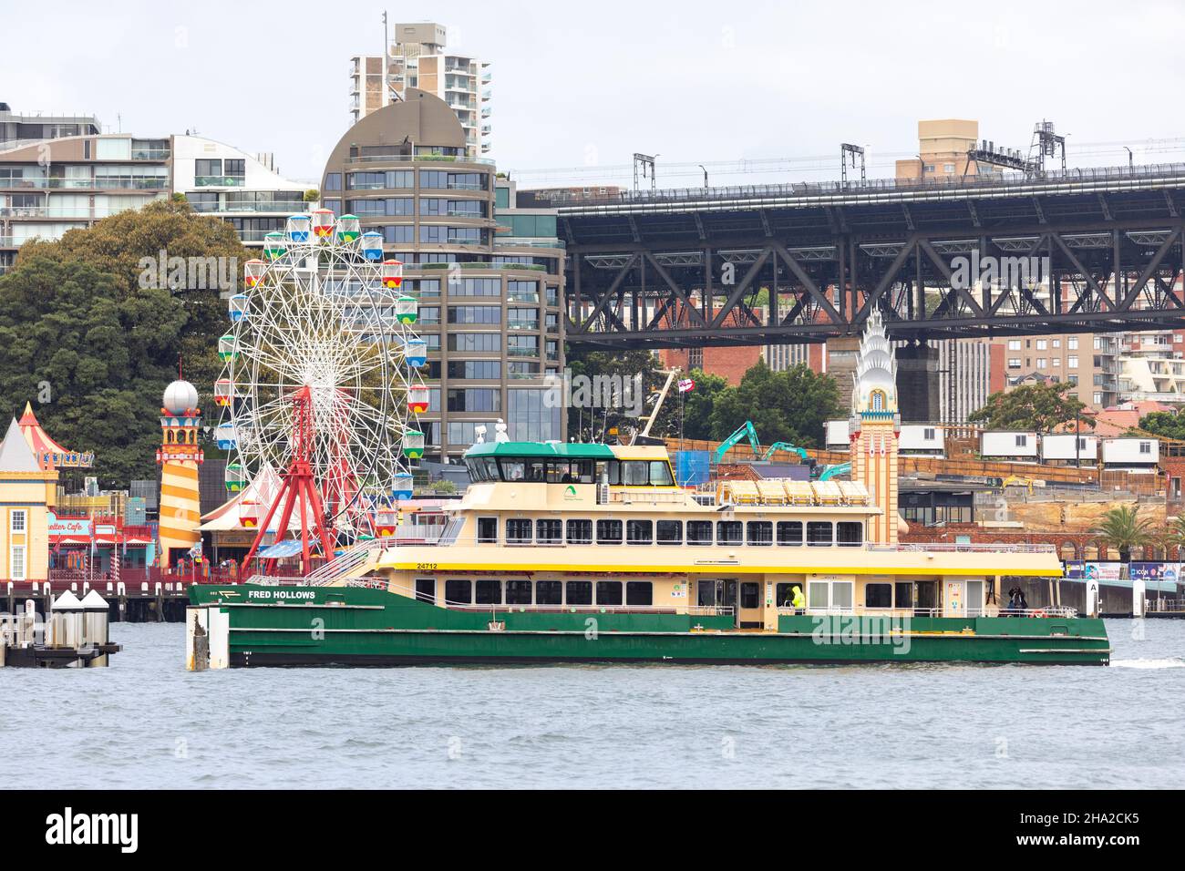 Emerald Class Ferry MV Fred Hollows, passes Luna Park in North Sydney ...