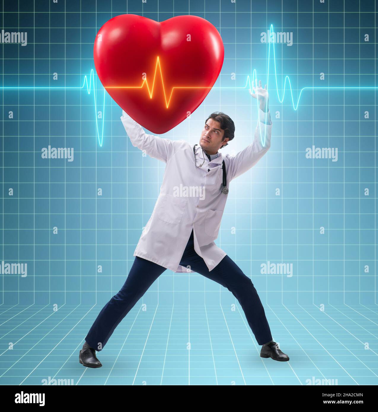 The doctor cardiologist supporting cardiogram heart line Stock Photo ...