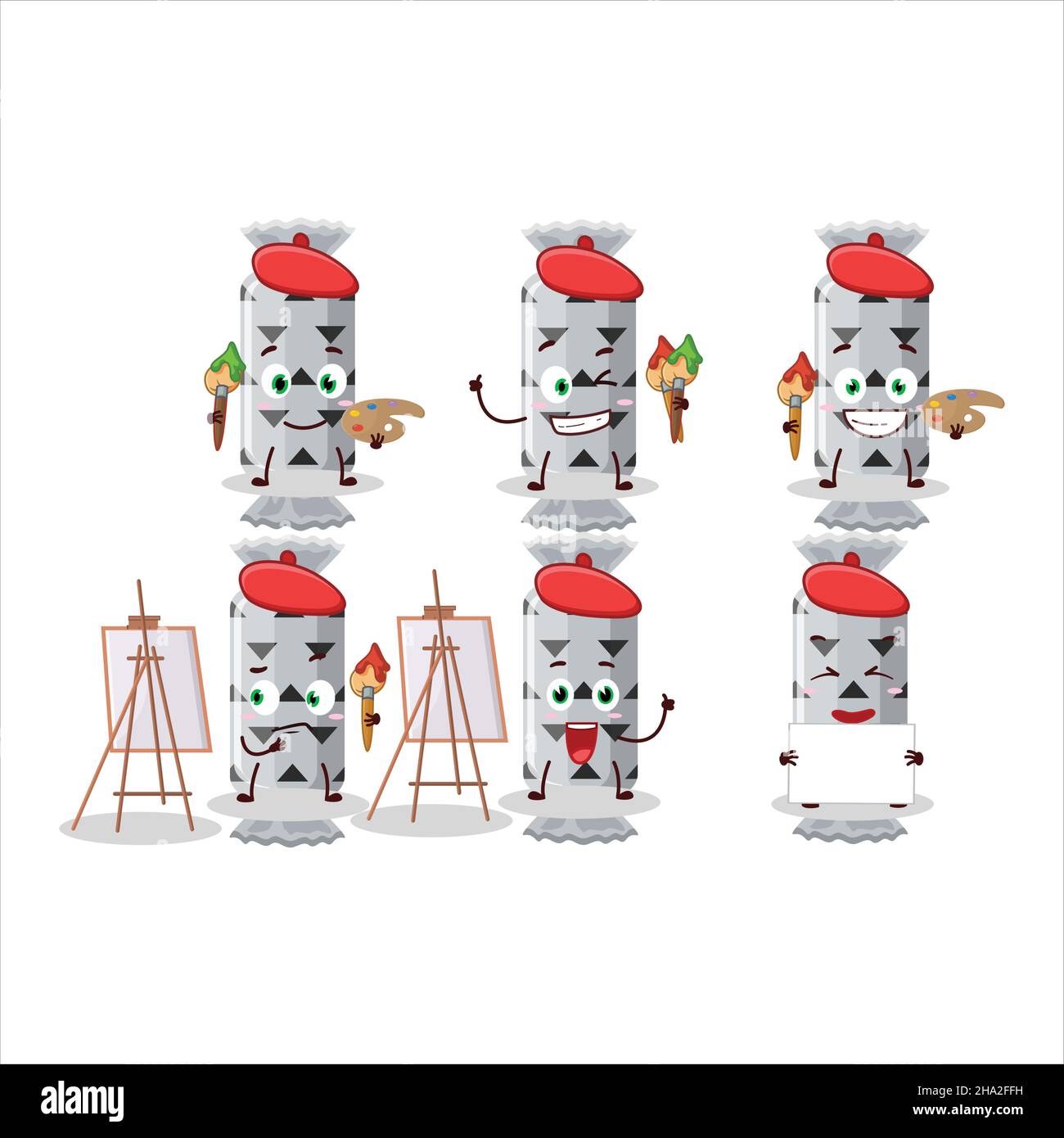 Artistic Artist of white long candy package cartoon character painting ...