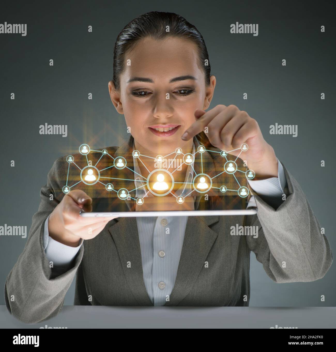 The woman in social networks concept Stock Photo - Alamy