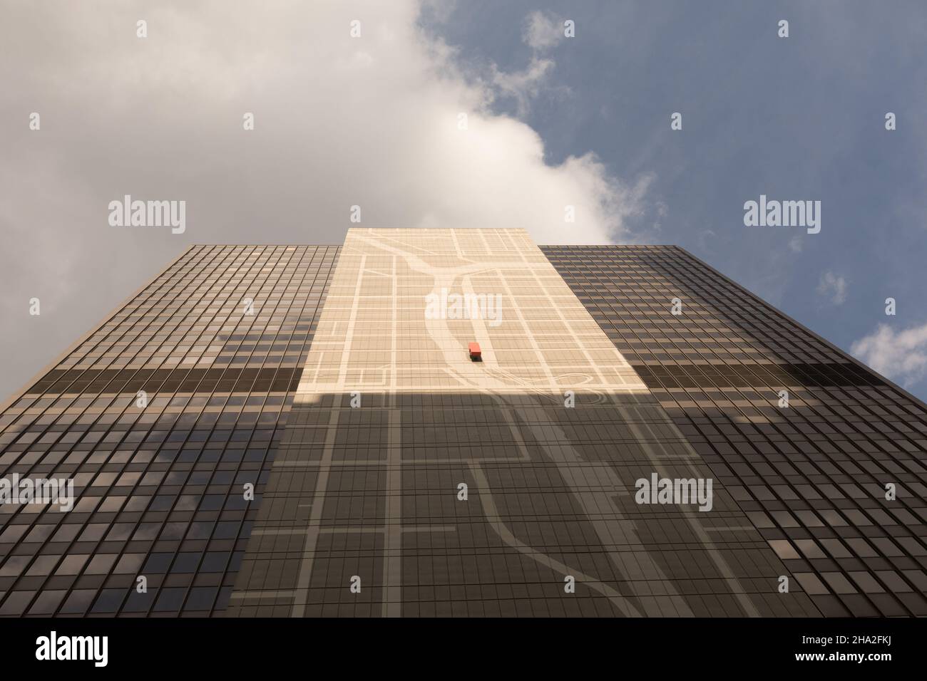 Chicago, Illinois, USA 300 South Wacker building featuring a map of the ...