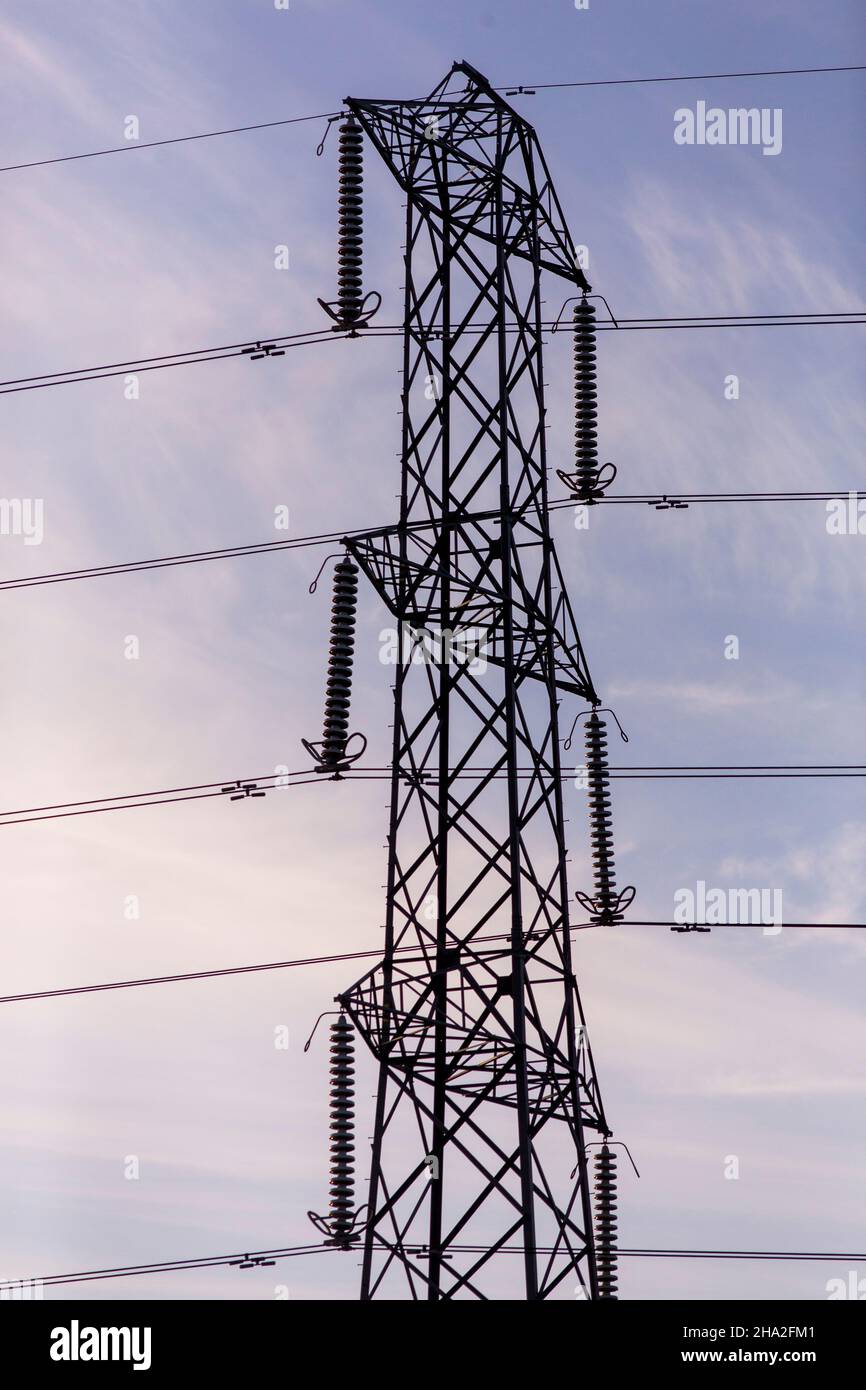 Electricity pylons near Ebbsfleet , Kent, England , UK dominate the ...