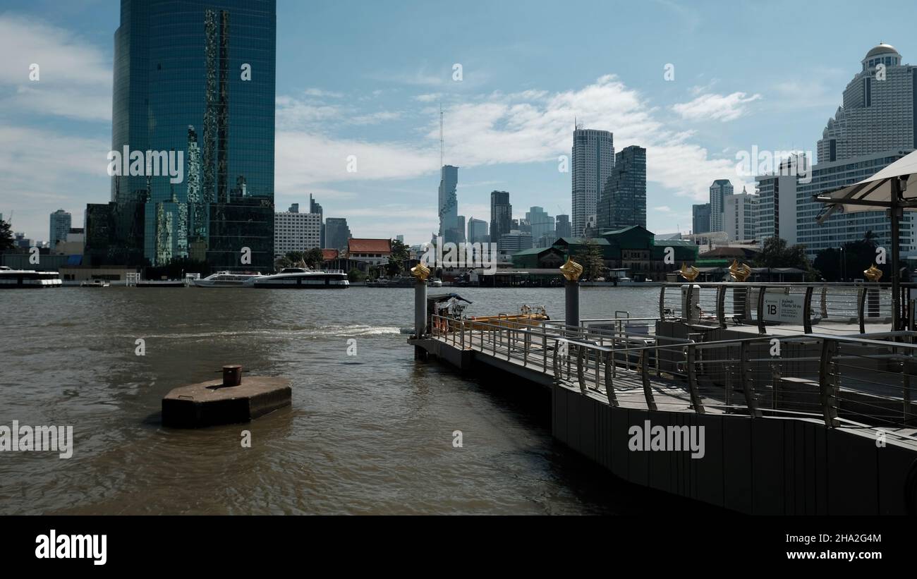 Chao Phraya River Express Boat Pier Bangkok Thailand Stock Photo - Alamy