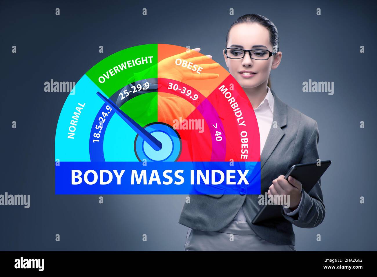 Concept of BMI - body mass index with the nutritionist Stock Photo - Alamy