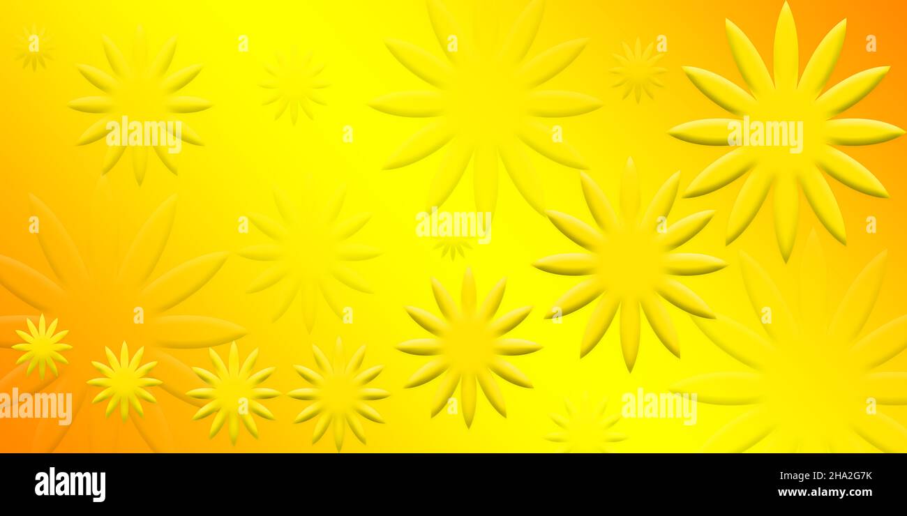 Beautiful Yellow Color Backdrop Or Background Design With Flowers Stock ...
