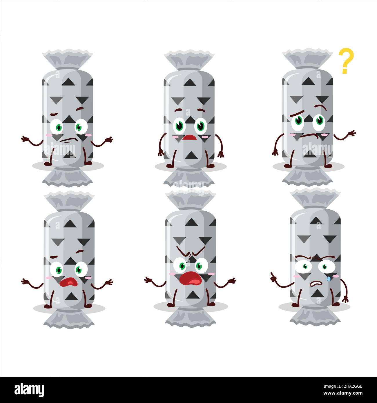 Cartoon character of white long candy package with what expression ...